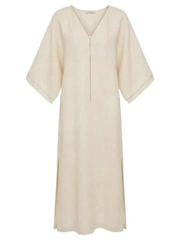 Peserico V-neck Midi Dress - Nude