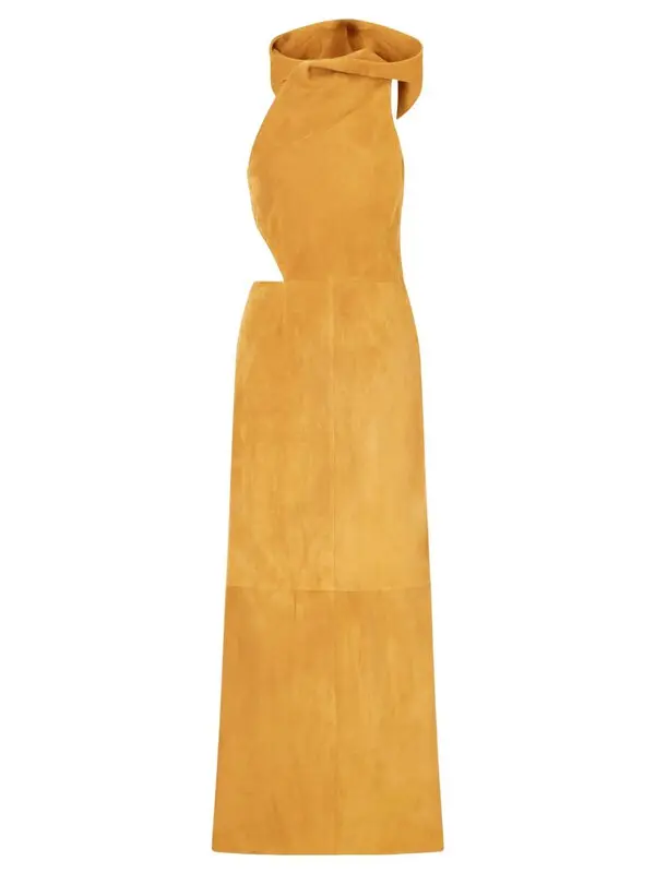 Gabriela Hearst Hooded Suede Maxi Dress - Marigold