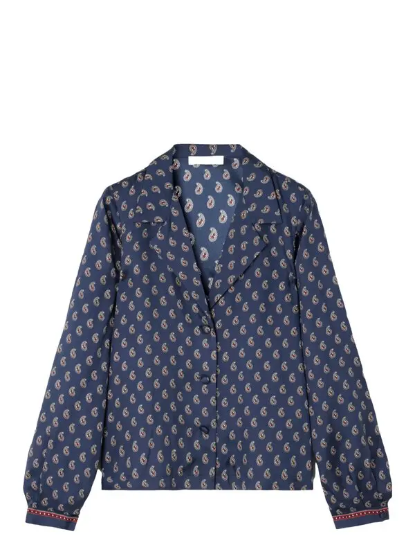 DÔEN Printed Silk-satin Blouse - Blue