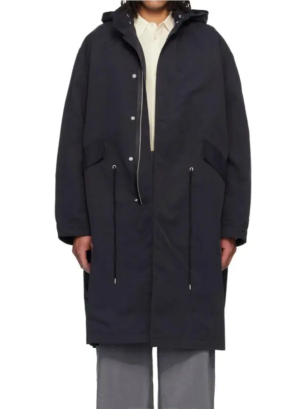 Studio Nicholson Water-repellent Nylon Taffeta Coat With Detachable Hood - Black