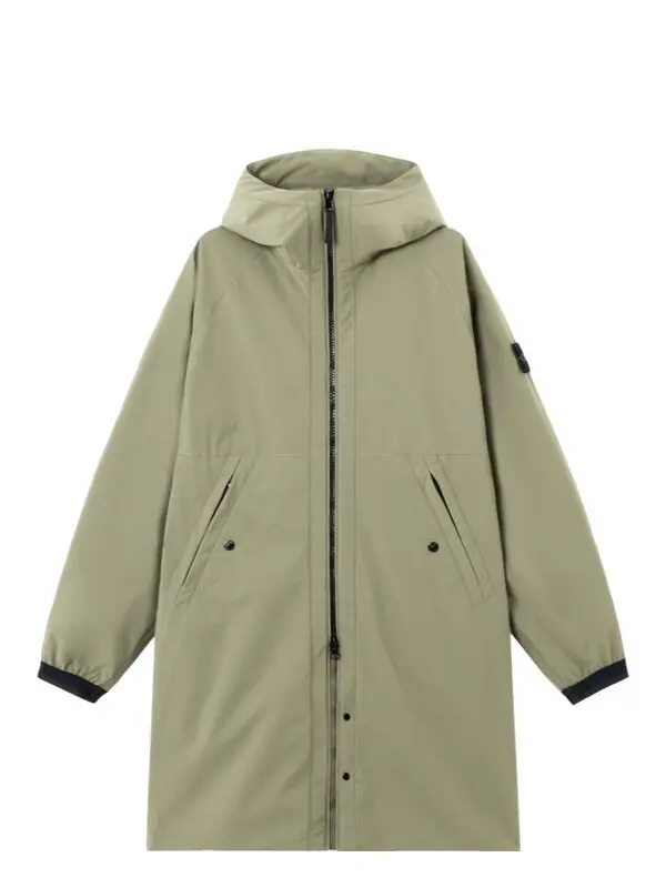 Stone Island Zip Up Hooded Parka - Military Green