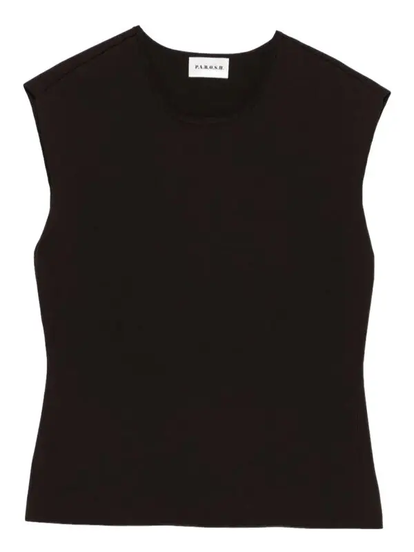 P.a.r.o.s.h Sleeveless Round Neck Vest - Black