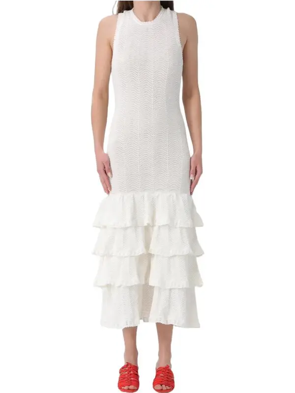 TWINSET Ruffled Midi Dress - White