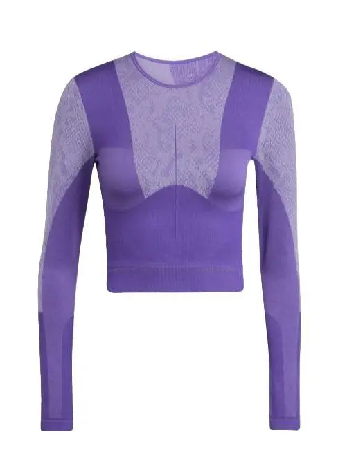 Adidas By Stella McCartney Long-sleeve Snakeskin Pattern Top - Alpine Violet-smc / Clear Onix