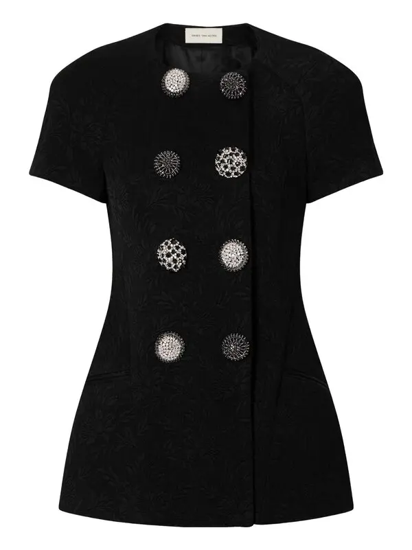 Dries Van Noten Embellished Double-breasted Floral Jacquard Jacket - Black