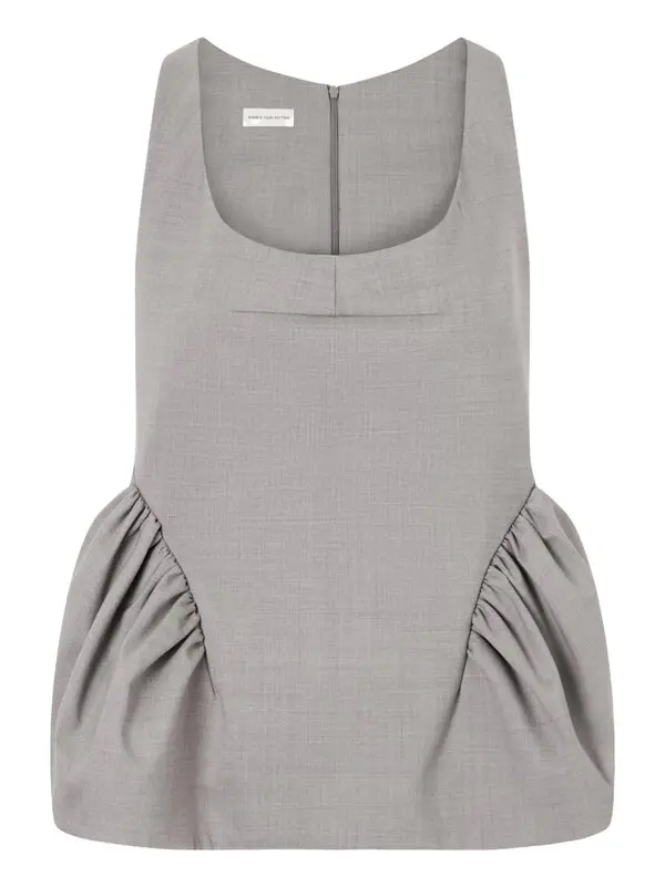 Dries Van Noten Crepe Peplum Top - Gray