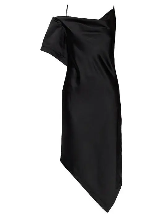 IRO PARIS Asymmetrical Draped Midi Dress - Black