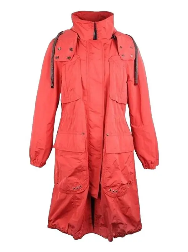 Brunello Cucinelli Long Hooded Casual Jacket - Red