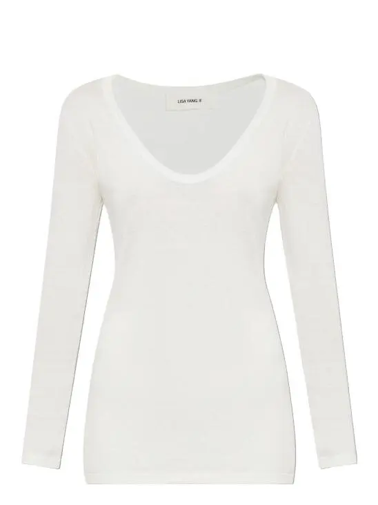 LISA YANG Amalea Scoop-neck Long-sleeve Top - White