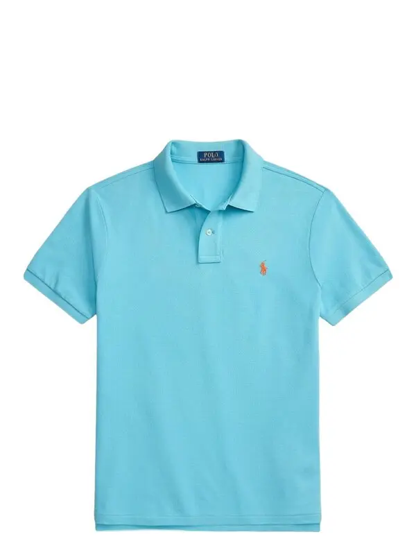 Polo Ralph Lauren Logo-embroidered Straight Hem Polo Shirt - Blue