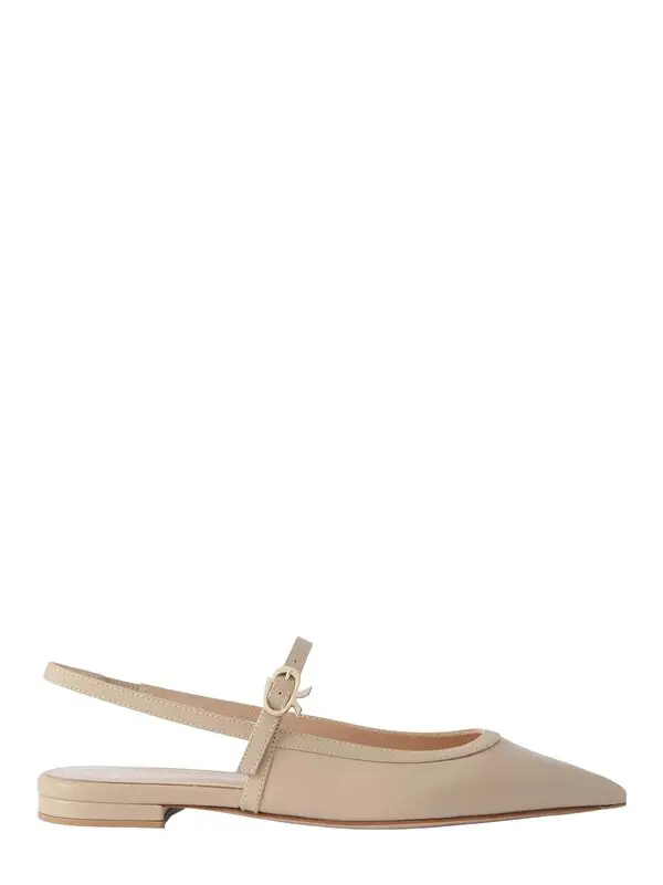 GIANVITO ROSSI Leather Mary Jane Slingback Flats - Nude