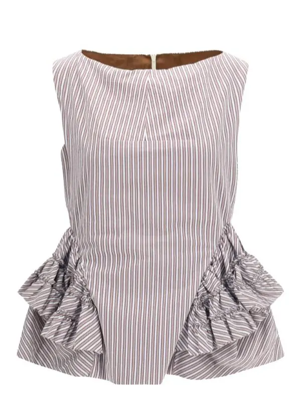 Dries Van Noten Sleeveless Ruffled Peplum Top - Gray