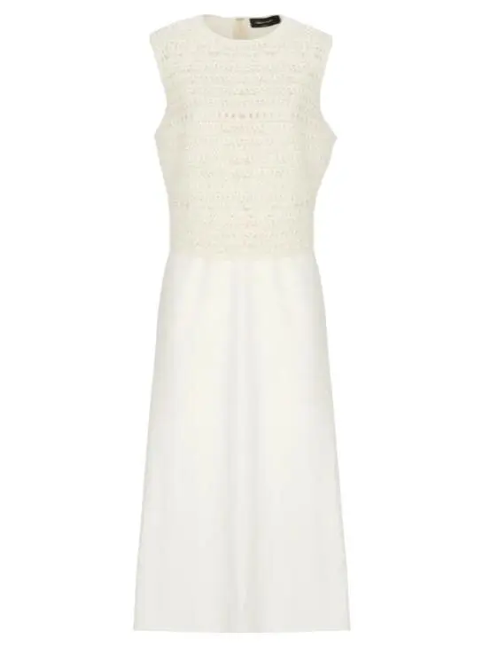 Fabiana Filippi Sleeveless Knitted Panel Midi Dress - White