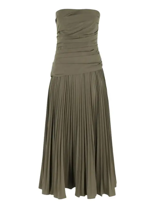 Simkhai Aria Pleated Strapless Dress - Green