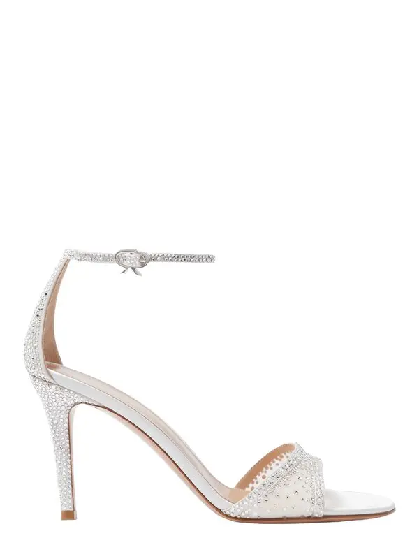 GIANVITO ROSSI Rania 85 Crystal-embellished Suede Sandals - White