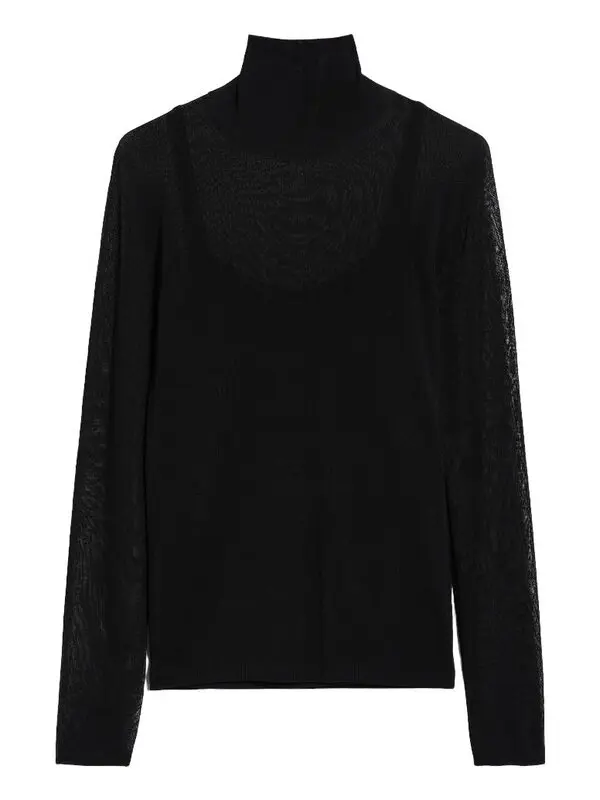 Max Mara High Neck Long-sleeved Top - Black
