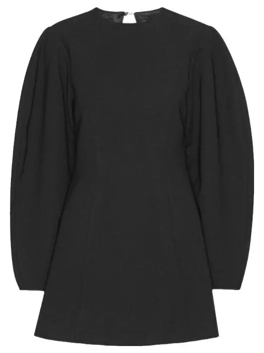 ROTATE BY BIRGER CHRISTENSEN Voluminous Sleeve Crewneck Dress - Black