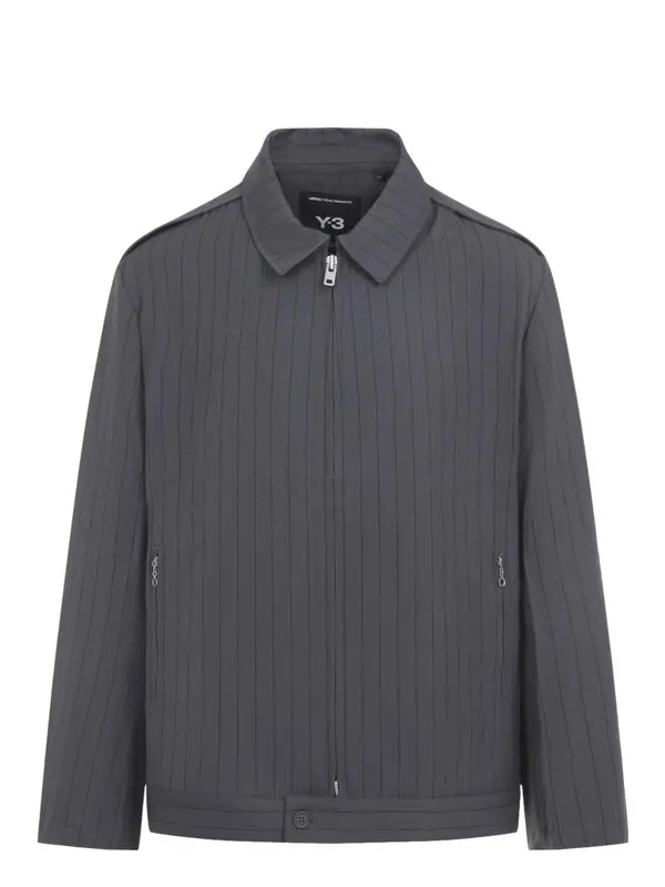 Y3 Zip-up Blouson Jacket With Pinstripe Pattern - Black