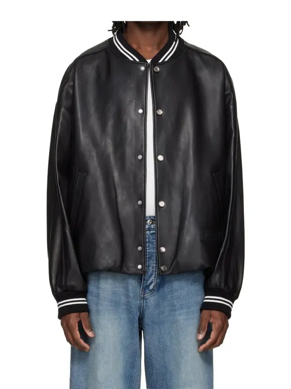 WOOYOUNGMI Leather Bomber Jacket - Black