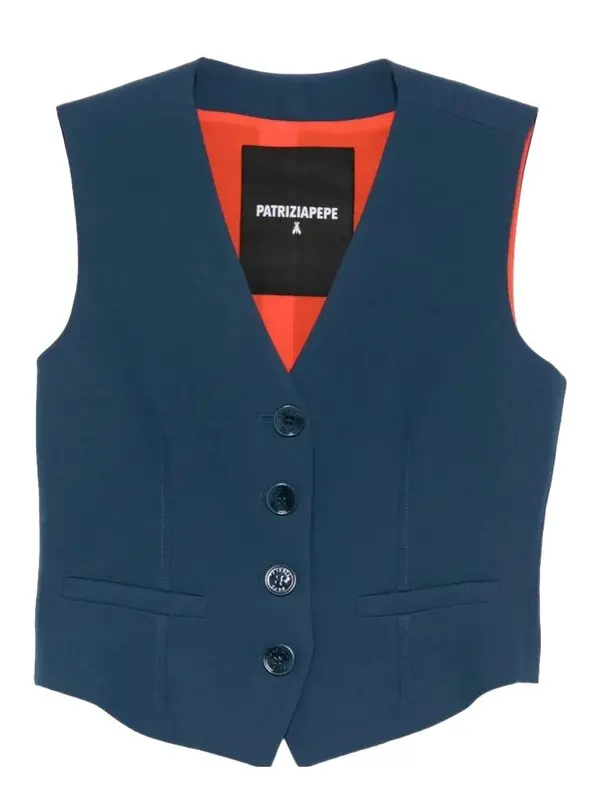 Patrizia Pepe Fitted Button-front Vest - Blue