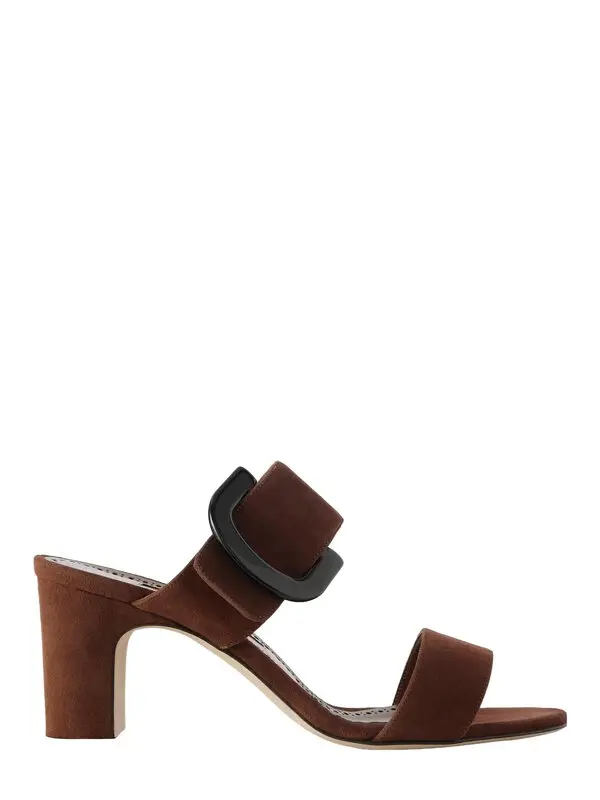 Manolo Blahnik Suede Sandals - Red