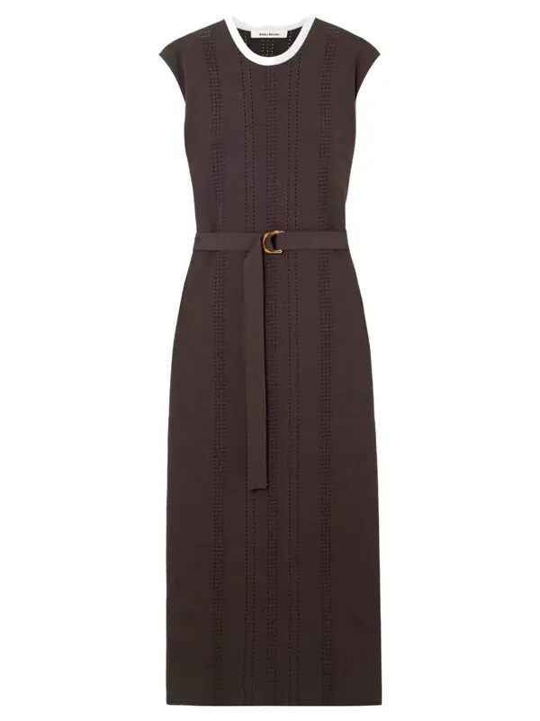 WALES BONNER Rhyme Belted Pointelle-knit Midi Dress - Black