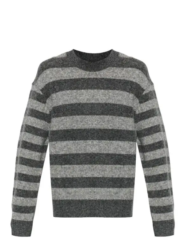 Officine Générale Striped Crew Neck Sweater - Black