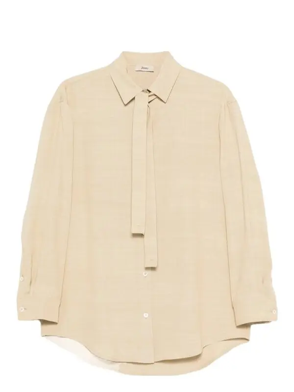 Herno Long-sleeved Shirt With Tie-neck Collar - Nude