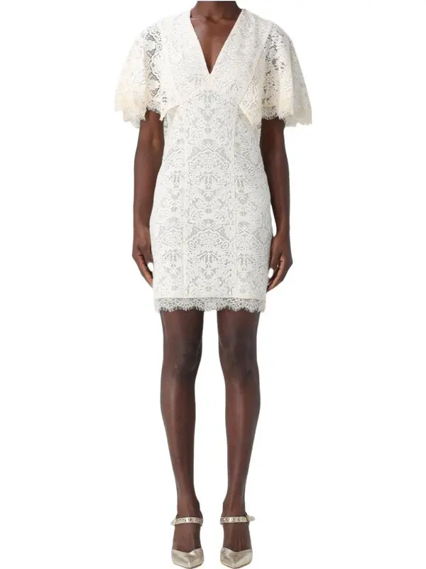 TWINSET V-neck Lace Mini Dress - White