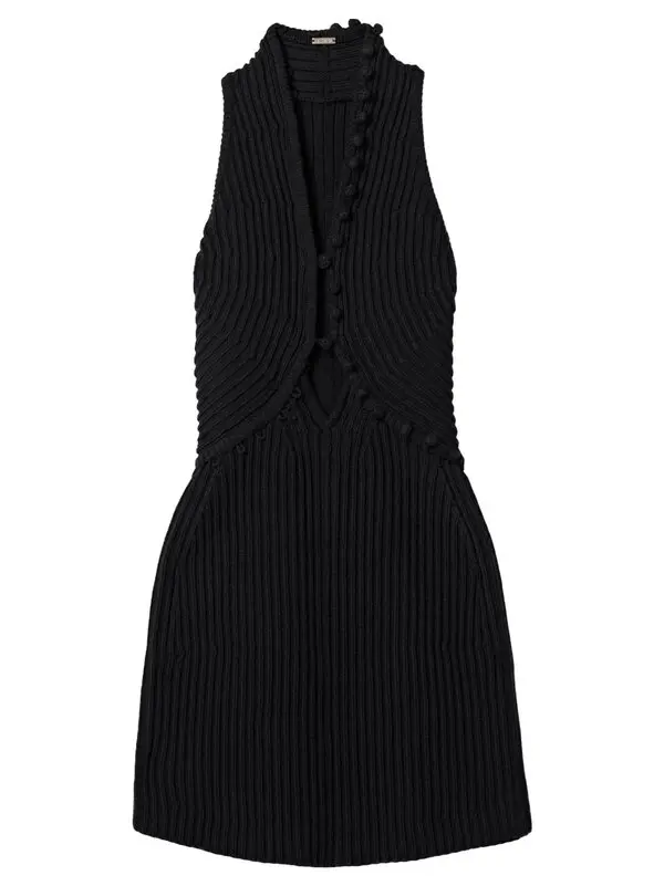 Cult Gaia Vivienne Openwork Ribbed Mini Dress - Black