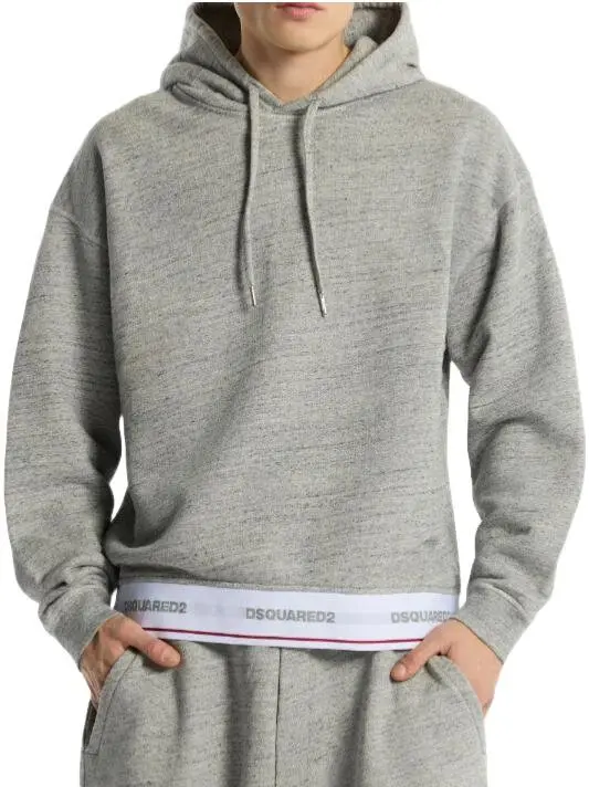 Dsquared2 Long-sleeved Drawstring Hoodie With Logo Detail - Grey