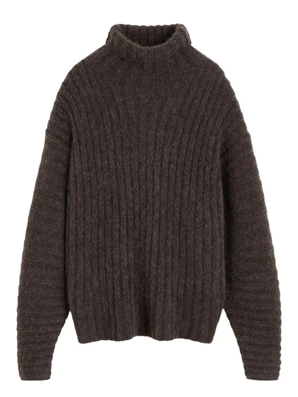 BY MALENE BIRGER Ribbed Turtleneck Sweater With Dolman Sleeves - Black
