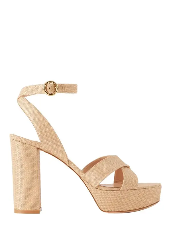 GIANVITO ROSSI Raffia Platform Sandals - Nude
