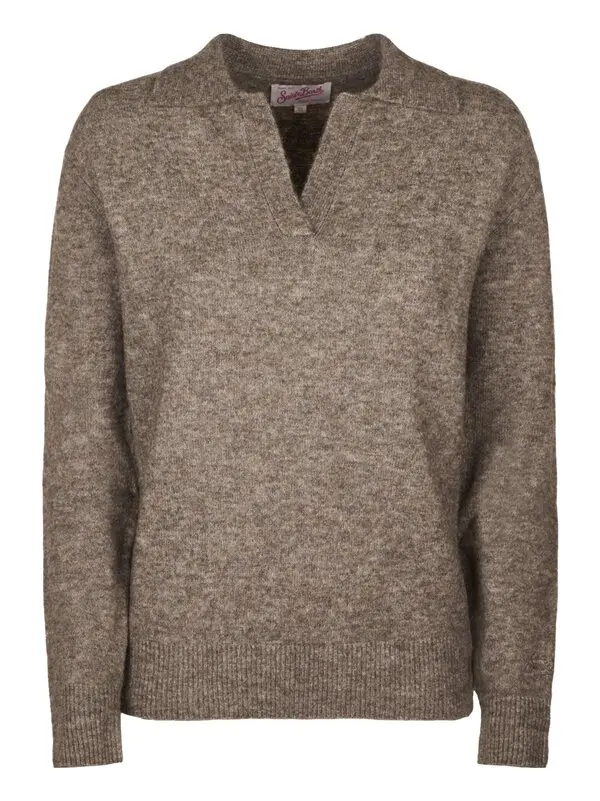 MC2 SAINT BARTH V-neck Sweater With Collar - Multicolor