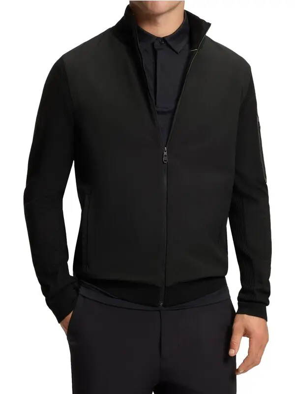 Hugo Boss Zip Pocket High Neck Sweater - Black
