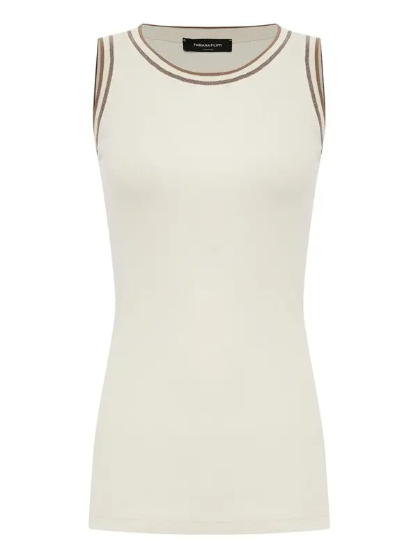 Fabiana Filippi Embellished-trim Ribbed Tank Top - Off White