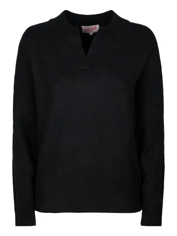 MC2 SAINT BARTH V-neck Long Sleeve Sweater - Black