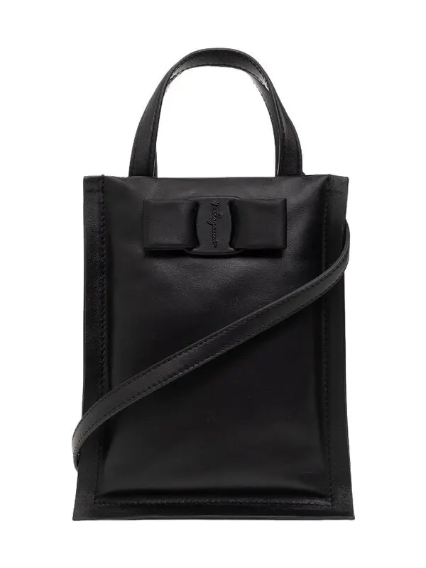 FERRAGAMO Buckle-detail Leather Tote Bag - Black
