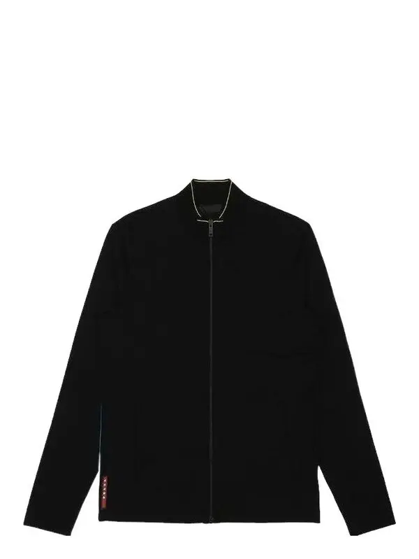 Prada Zippered Long-sleeved Jacket With Contrasting Trim - Black