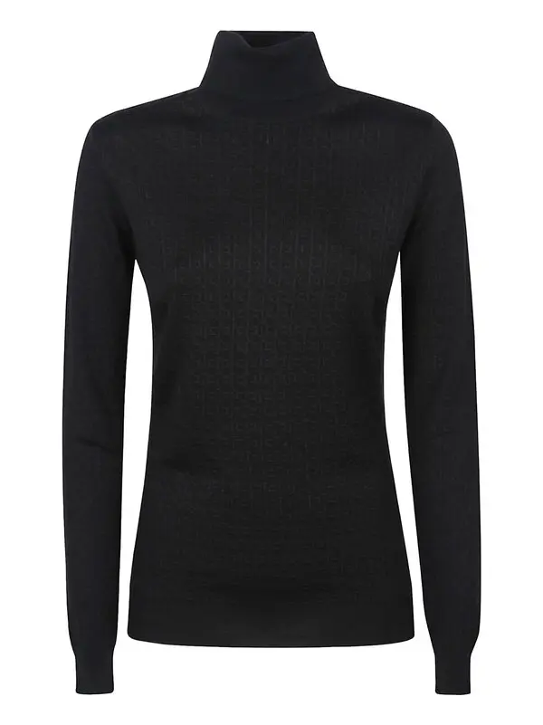 Elisabetta Franchi Micro Logo Jacquard High Neck Jumper - Black