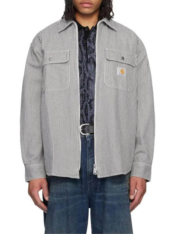Carhartt Work In Progress Mercer Stripe Zip Shirt Jacket - Gray