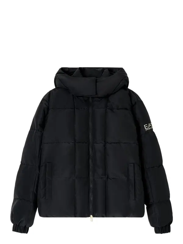 EA7 Puffer Jacket With Logo Detail - Black