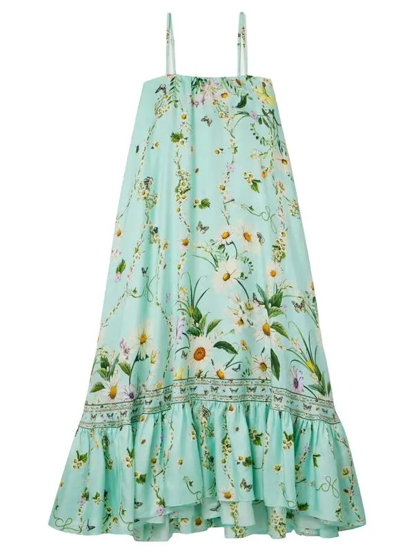 Camilla Strapless Floral-print Silk-twill Maxi Dress - Green