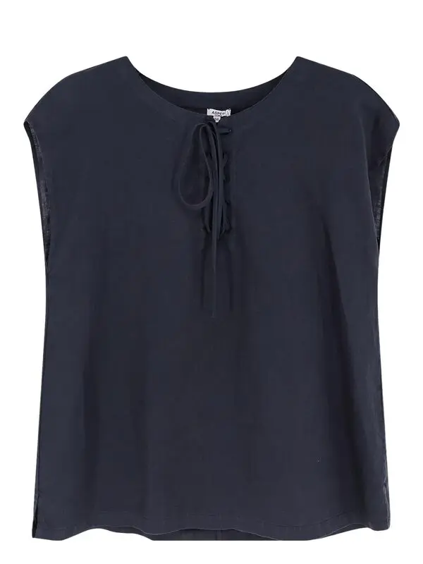 Aspesi Sleeveless Round Neck Top With Tie Detail - Black