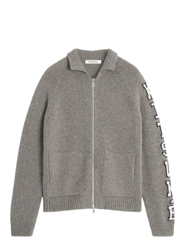 Maison Kitsuné Long-sleeved Knitted Cardigan With Dual Zipper - Medium Gray Mixed Color