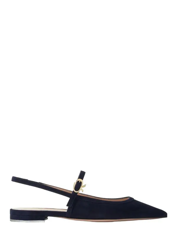GIANVITO ROSSI Buckled Suede Slingback Flats - Black