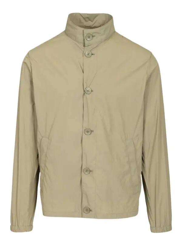 Herno High Neck Button-up Jacket With Elastic Cuffs - Nude