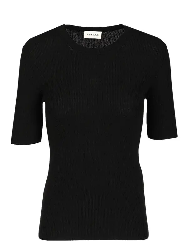 P.a.r.o.s.h Ribbed Short-sleeve Top - Black