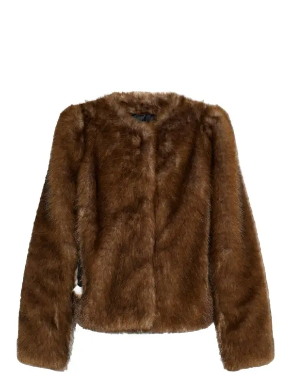 STAND STUDIO Sadie Faux Fur Jacket - Brown