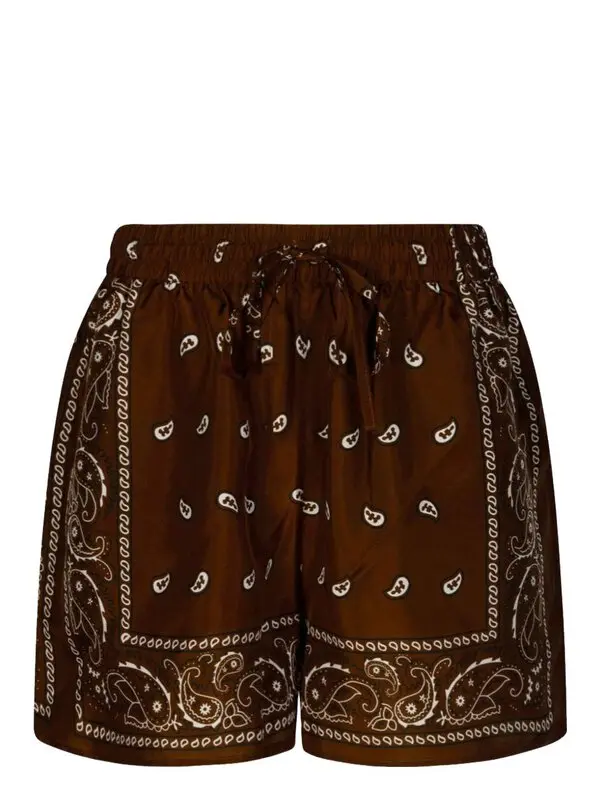 P.a.r.o.s.h Silk Paisley Print Shorts - Brown